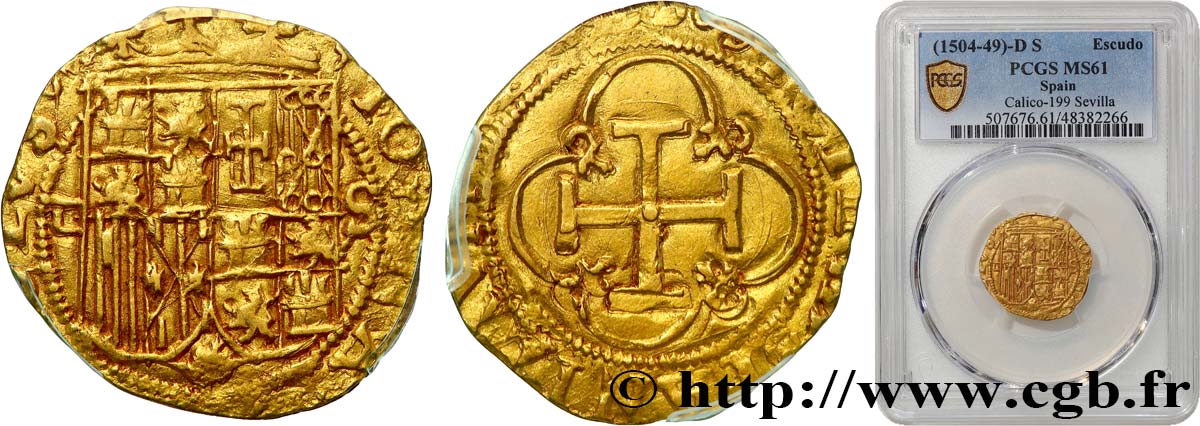 SPAIN - KINGDOM OF SPAIN - JOANNA AND CHARLES 1 Escudo ND (1504-1549 ...