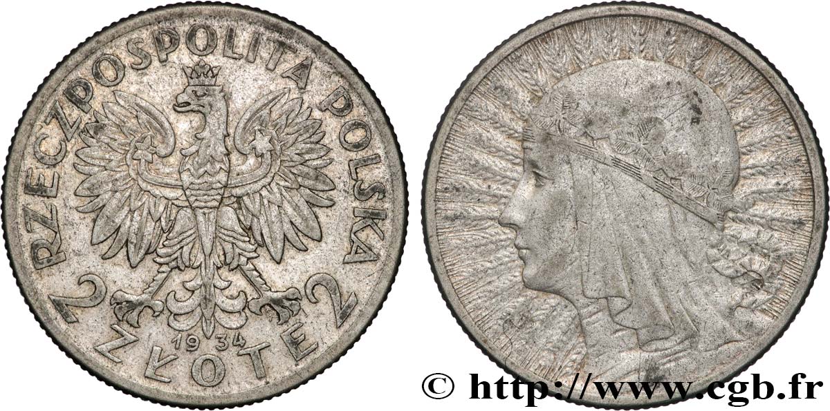 POLOGNE 2 Zlote Reine Jadwiga 1934 Varsovie fwo_911437 Monde