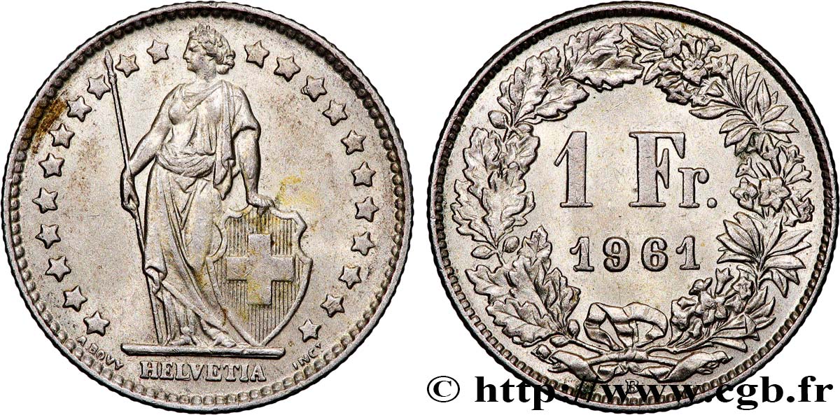SWITZERLAND 1 Franc Helvetia 1961 Berne fwo_941969 World coins