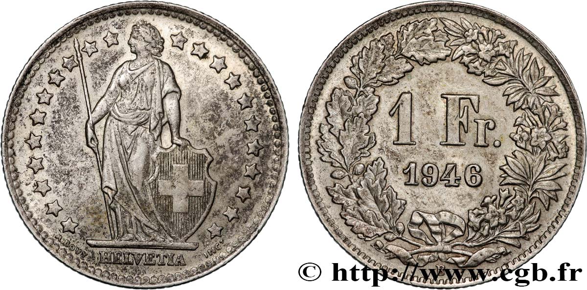 SUISSE 1 Franc Helvetia 1946 Berne fwo_956573 Monde