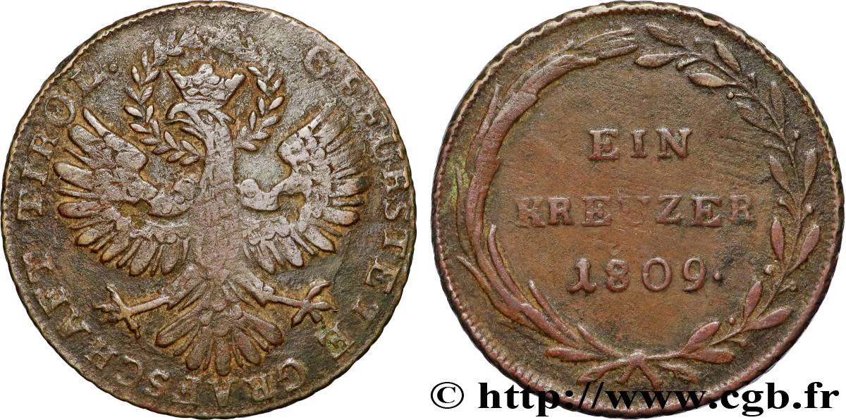 AUTRICHE - INSURRECTION DU TYROL 1 Kreuzer 1809 Hall fwo_970877 Monde