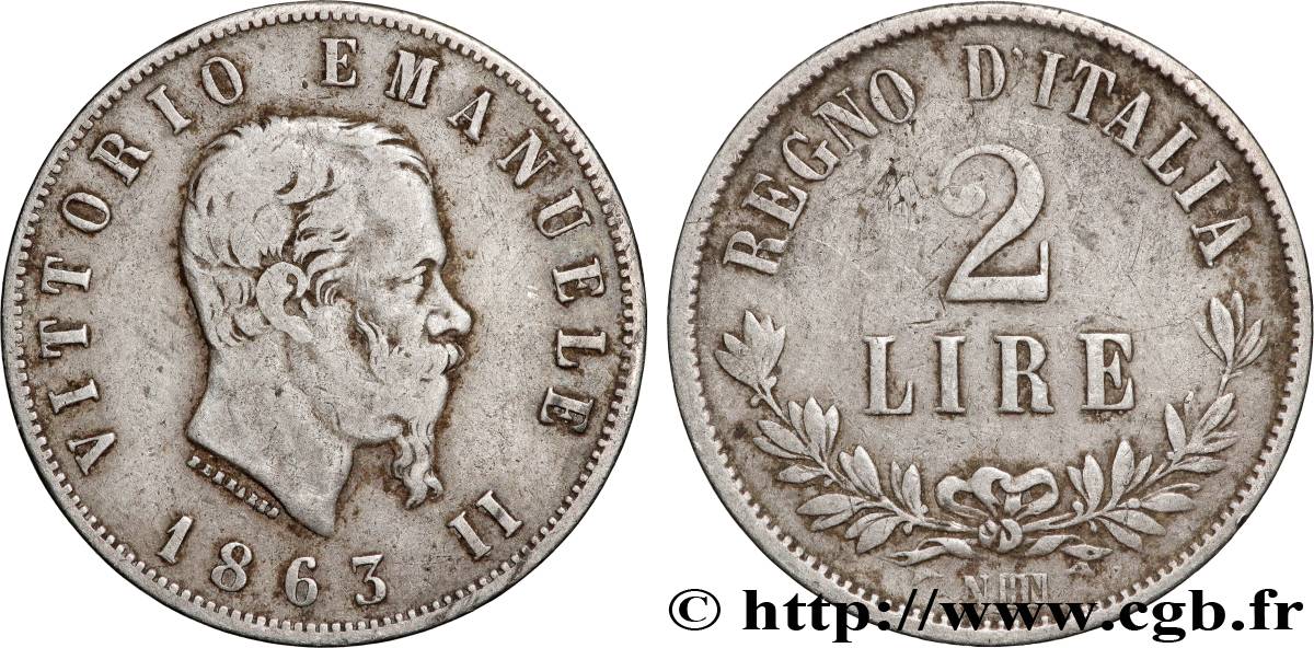 ITALIE 2 Lire Victor Emmanuel II 1863 Naples fwo_981377 Monde