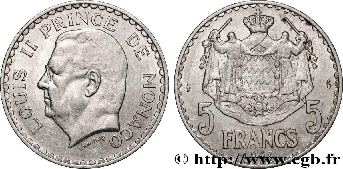 MONACO 5 Francs Louis II 1945 Paris fwo_982680 World coins