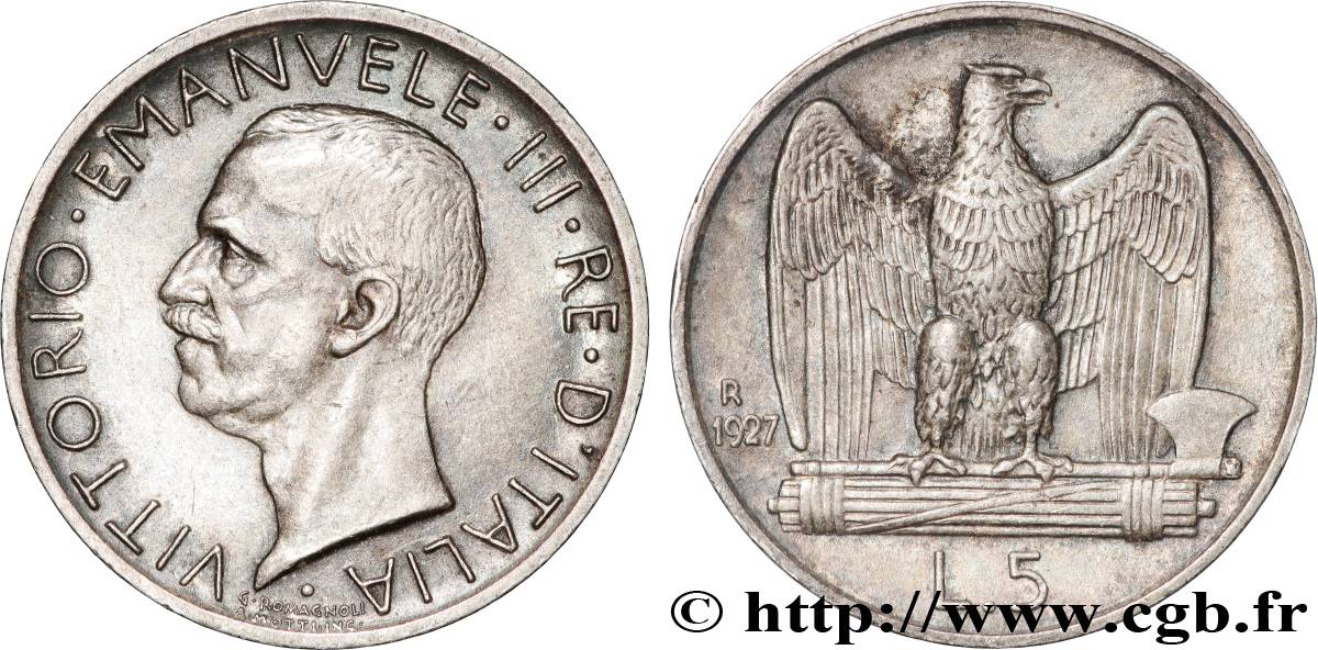 ITALY 5 Lire Victor Emmanuel III 1927 Rome fwo_982881 World coins