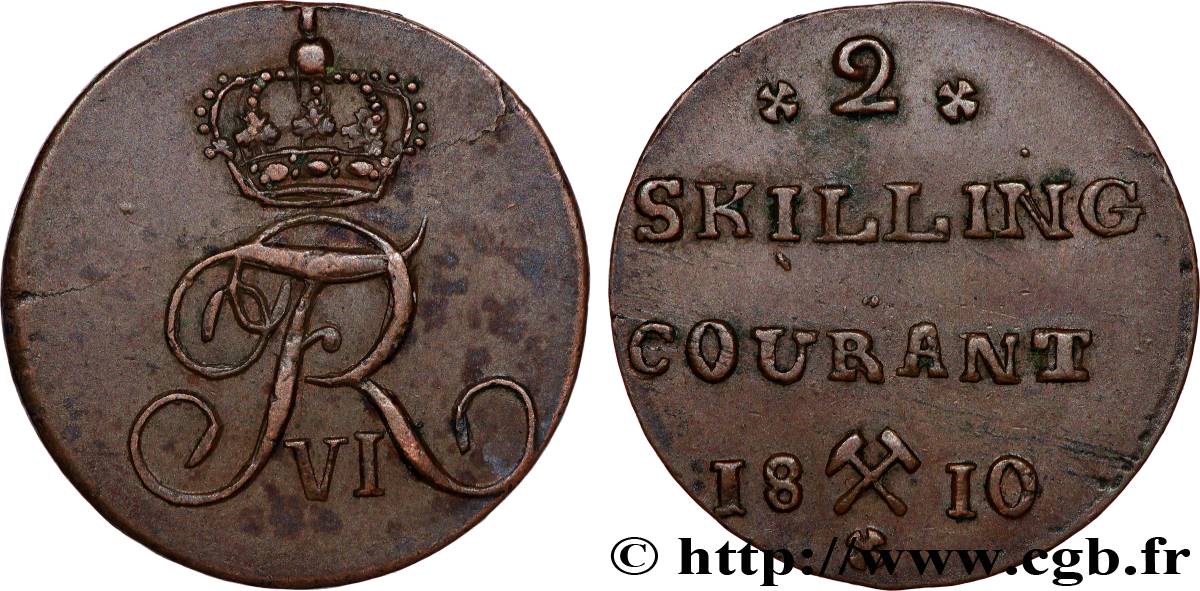 NORVÈGE 2 Skilling Frédéric VI 1810 Kongsberg fwo_983891 Monde
