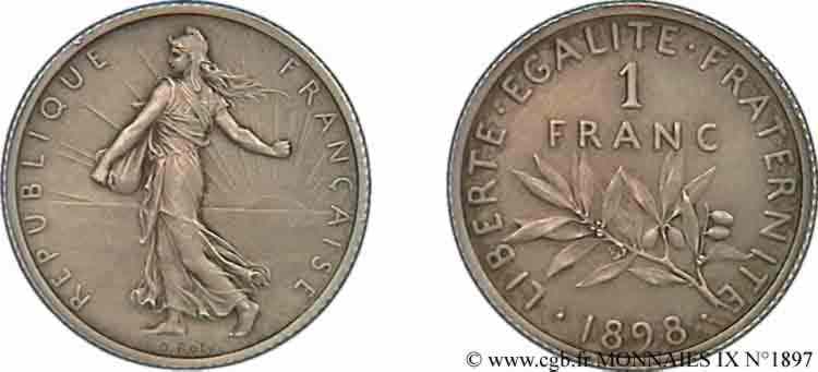 1 franc Semeuse, flan mat 1898 F.217/2 v09_1897 Modern coins