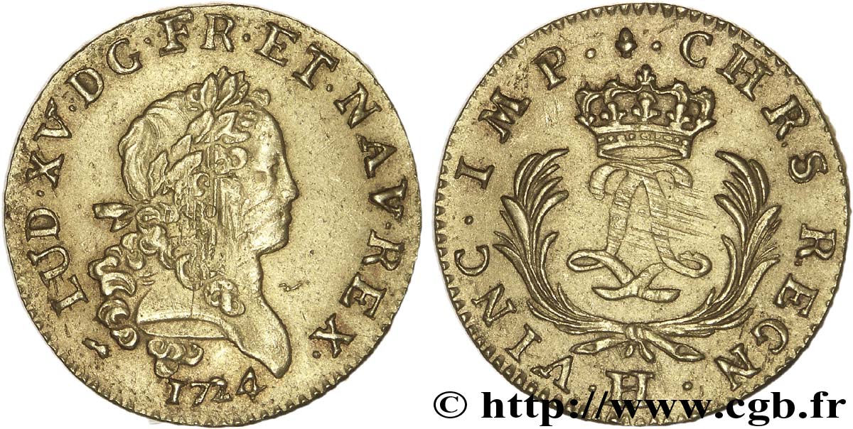 LOUIS XV THE BELOVED Louis d'or aux deux L entrelacées et aux palmes ...