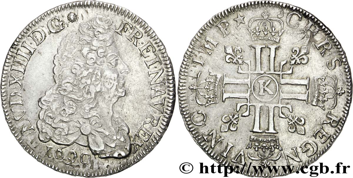 LOUIS XIV LE GRAND OU LE ROI SOLEIL Écu aux huit L, 1er type 1690 ...