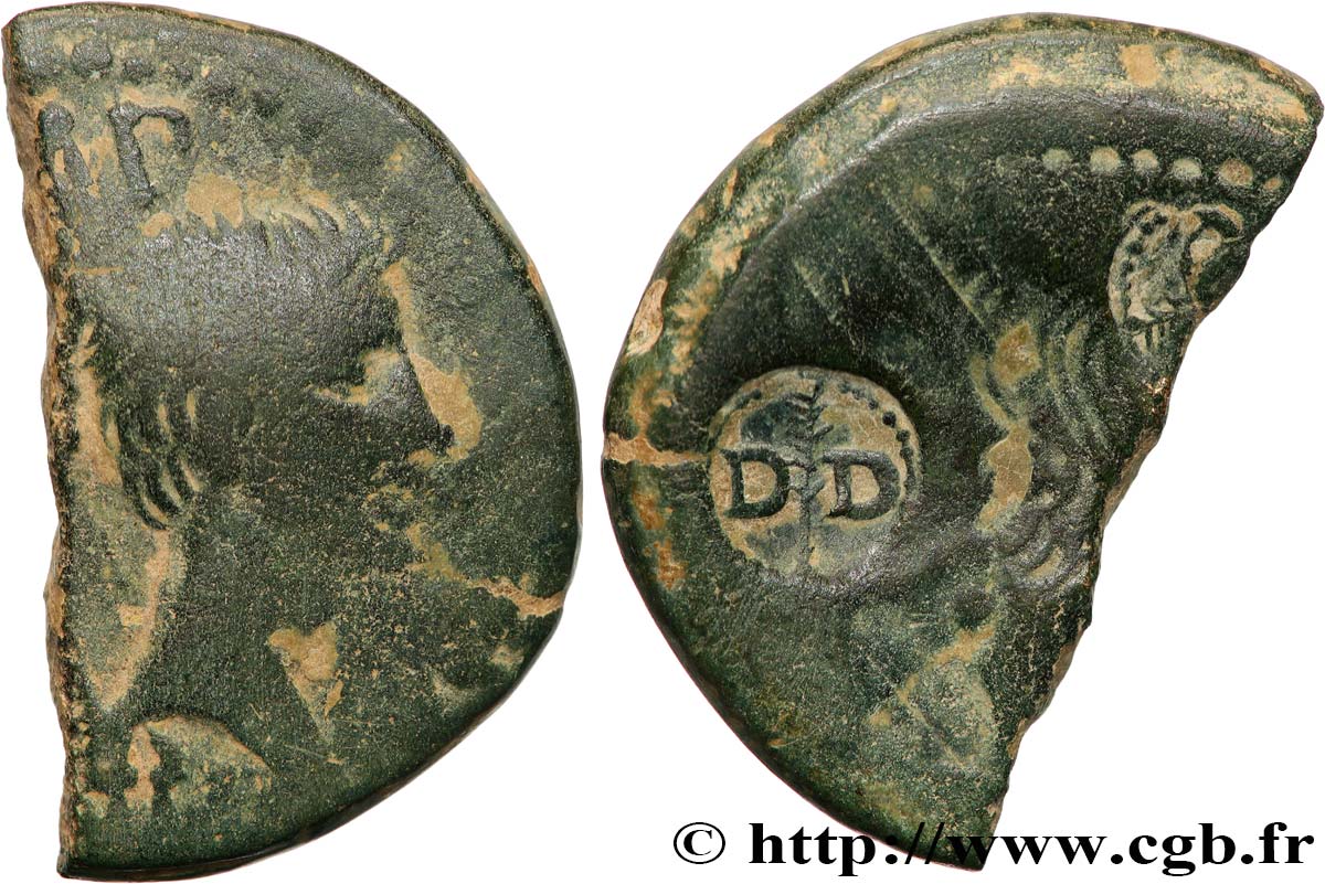 NEMAUSUS - NÎMES Dupondius COL NEM (as), coupé en deux - incus brm_899020 Romaines