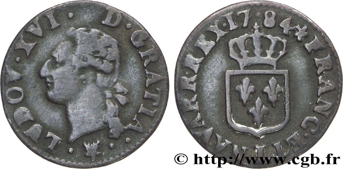 LOUIS XVI Liard dit “à l'écu” 1784 Bayonne bry_188869 Royal coins