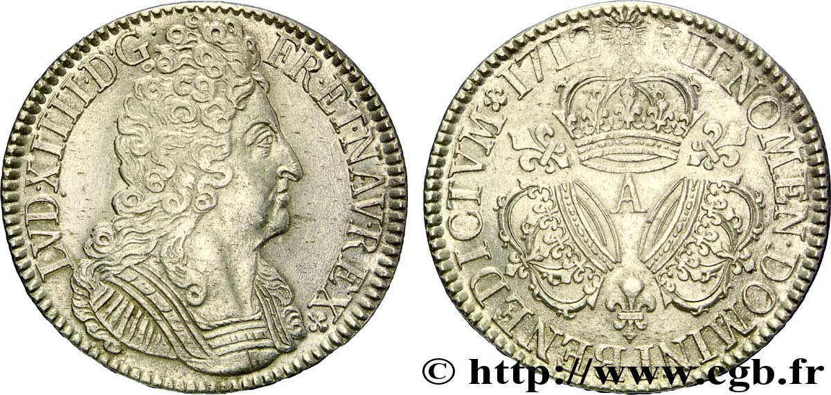 LOUIS XIV "THE SUN KING" Écu aux trois couronnes 1712 Paris bry_216724 ...
