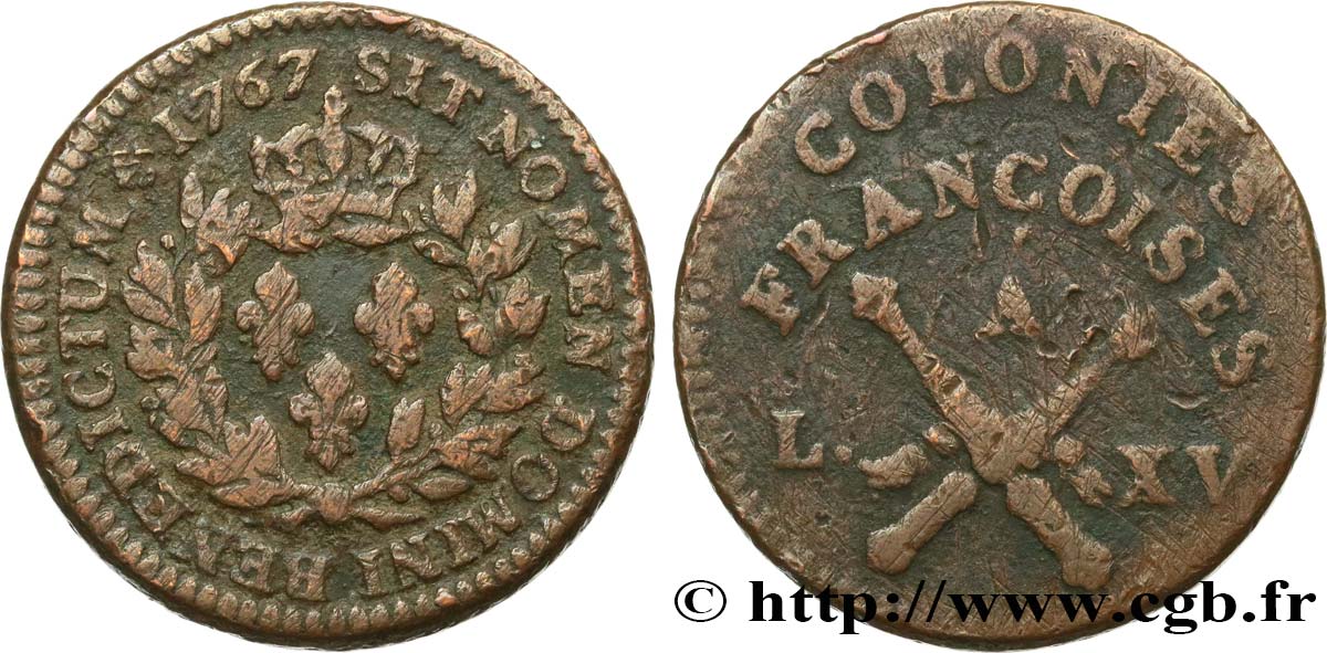 COLONIES GÉNÉRALES - Louis XV 1 Sol des Colonies Françoises 1767 Paris ...