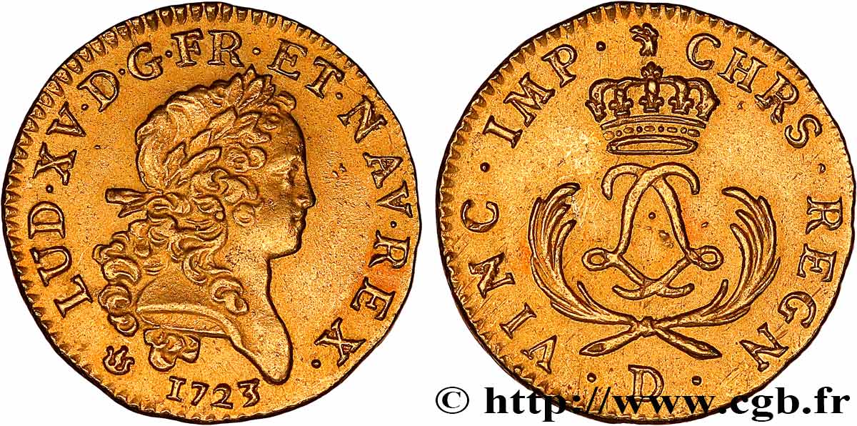 LOUIS XV THE BELOVED Louis d'or aux deux L entrelacées et aux palmes ...