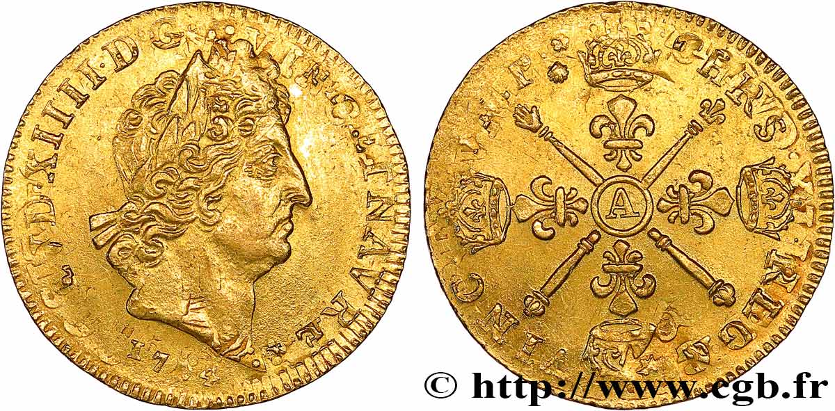 LOUIS XIV "THE SUN KING" Louis d'or aux insignes 1704 Paris bry_732969 ...