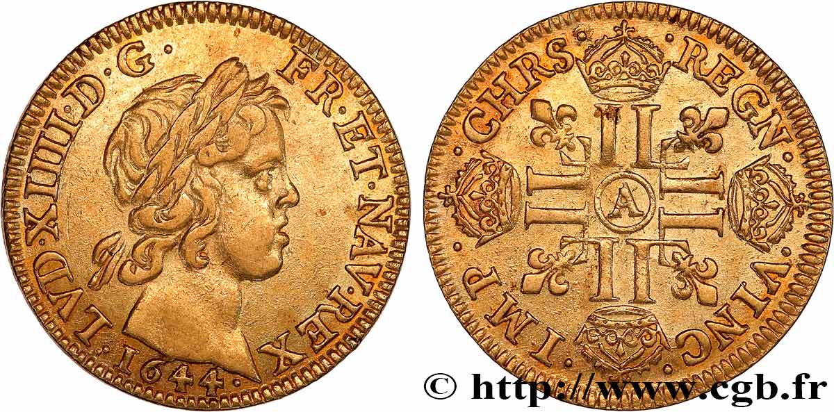 LOUIS XIV LE GRAND OU LE ROI SOLEIL Louis d'or aux huit L, portrait à ...