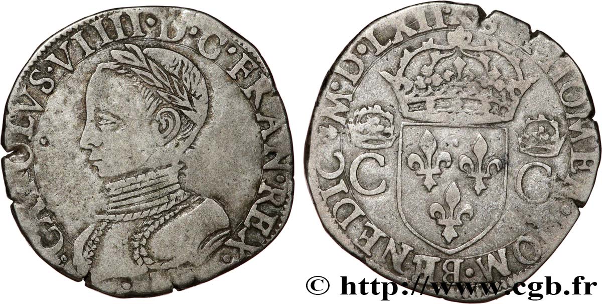 CHARLES IX Teston, 2e type 1562 Toulouse bry_804470 Royales françaises