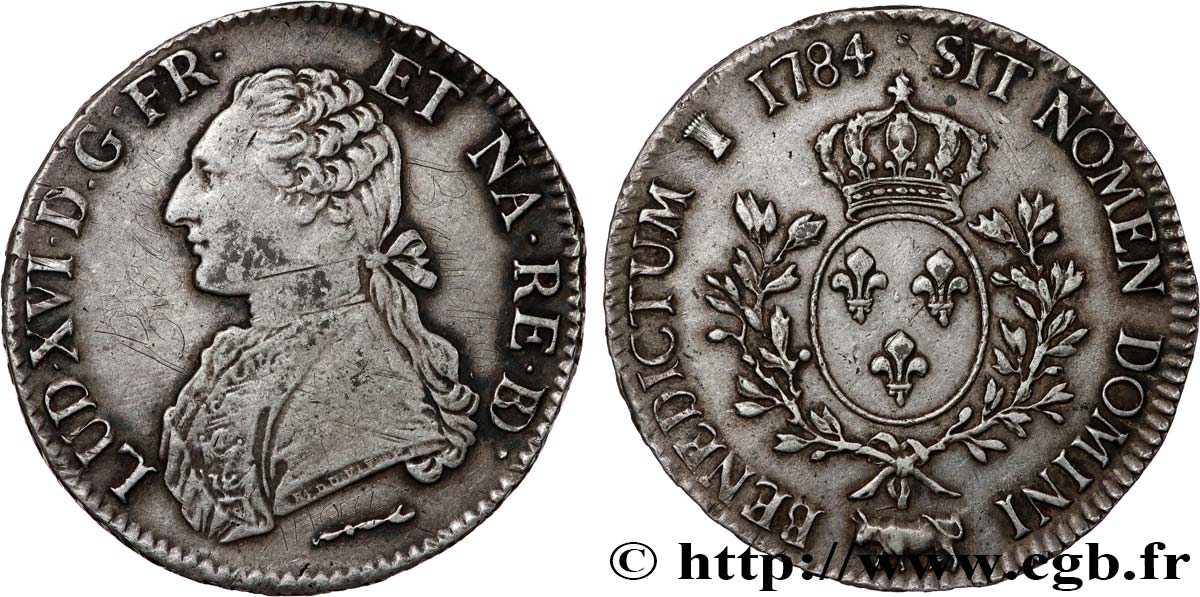 LOUIS XVI Écu aux branches d'olivier 1784 Pau bry_816464 Royal coins