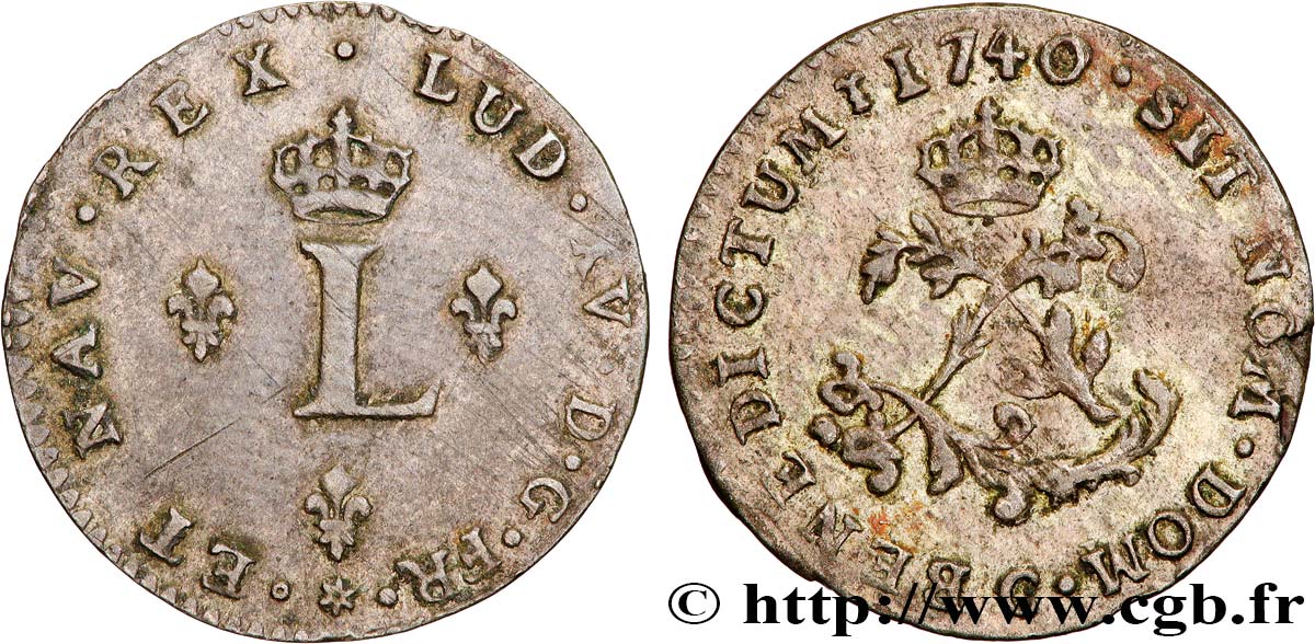 LOUIS XV DIT LE BIEN AIMÉ Double sol de billon 1740 Caen bry_817557 ...