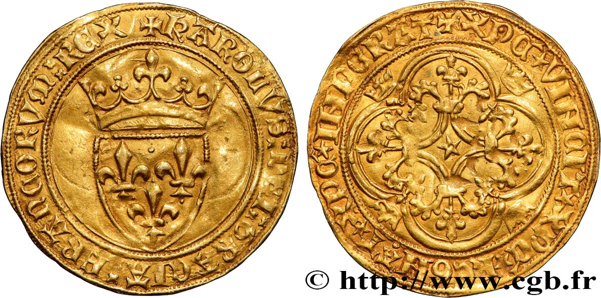 CHARLES VI LE FOU ou LE BIEN AIMÉ / THE BELOVED or THE MAD Écu d'or à ...