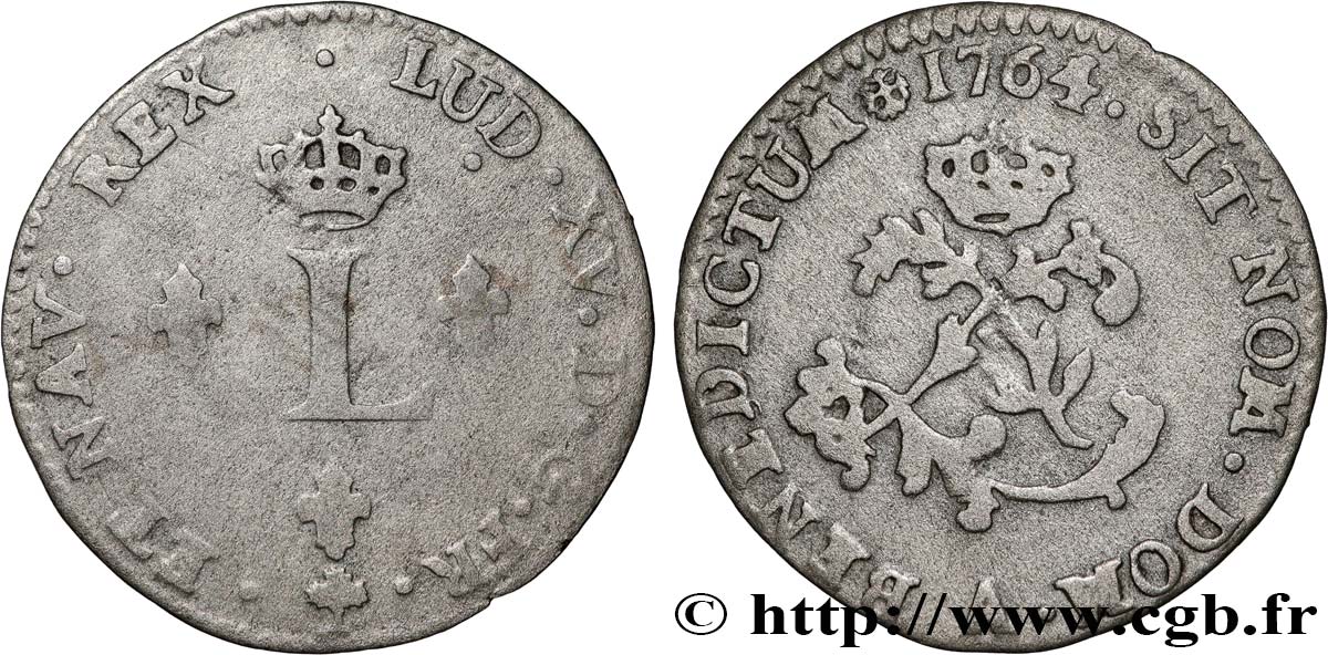 LOUIS XV DIT LE BIEN AIMÉ Double sol de billon 1764 Paris bry_835686 ...