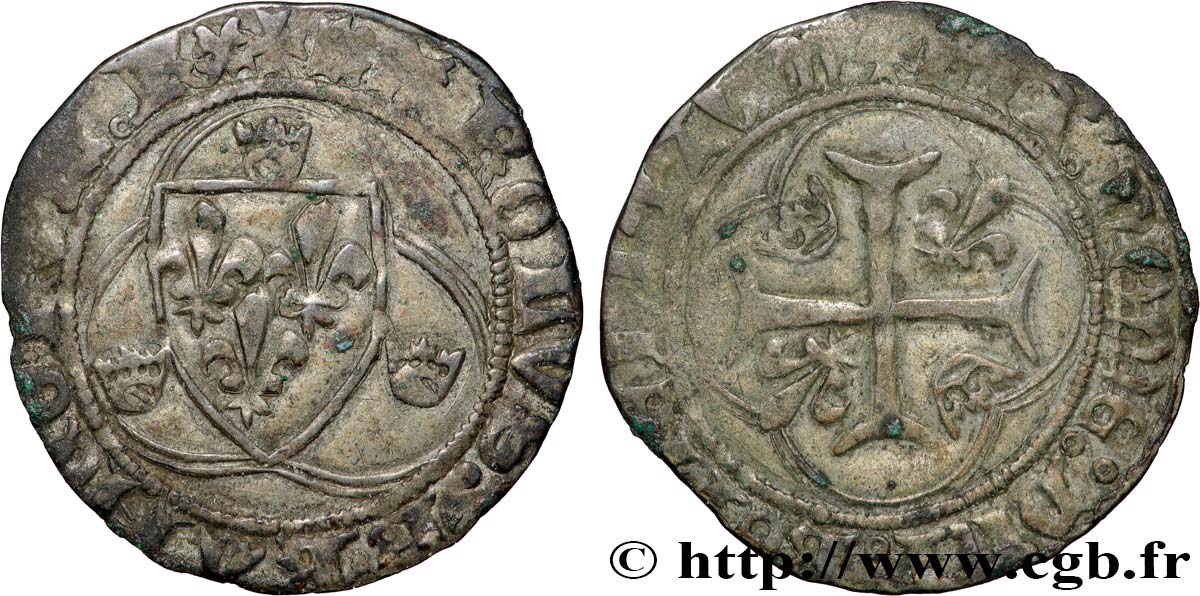 CHARLES VII LE VICTORIEUX Blanc à la couronne n.d. Atelier indéterminé ...