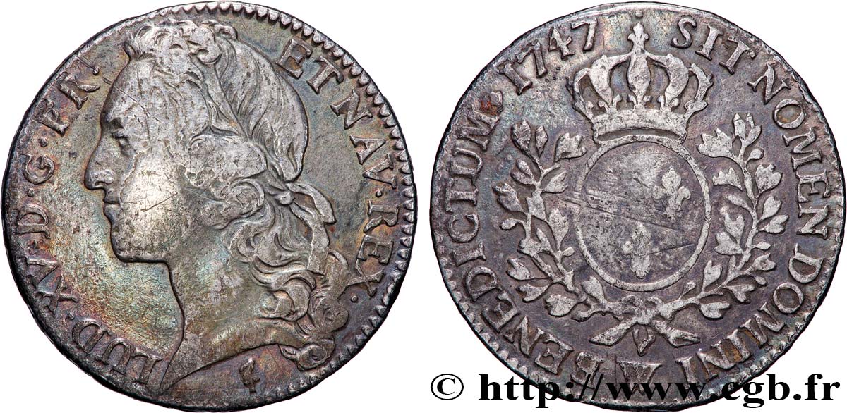 LOUIS XV DIT LE BIEN AIMÉ Demi-écu aux branches d’olivier, tête ceinte ...